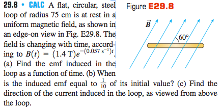 Solved CALC A flat, circular, steel Figure E29.8 loop of | Chegg.com