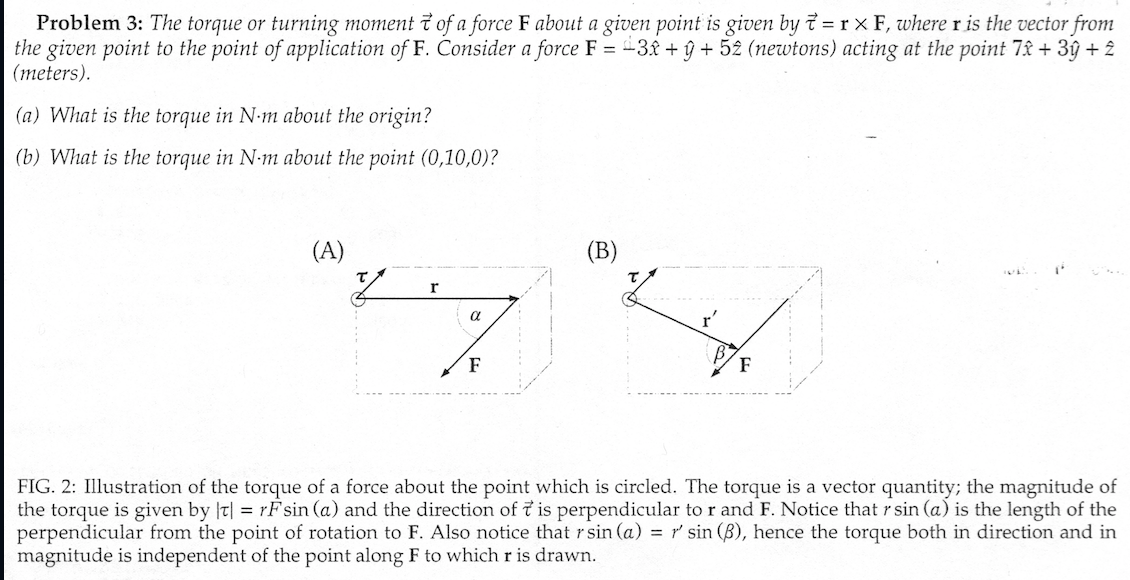 Solved The torque or turning moment t of a force F about a | Chegg.com