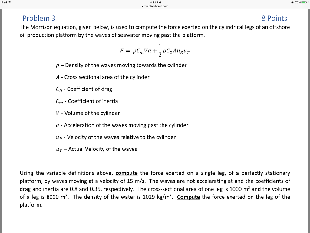Solved The Morrison equation, given below, is used to | Chegg.com