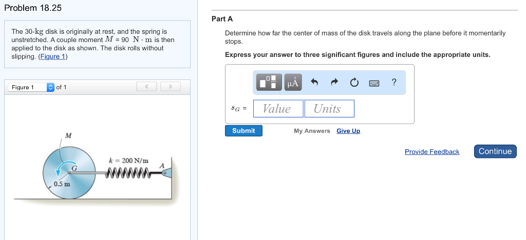 Solved The 30-kg disk is originally at rest, and the spring | Chegg.com
