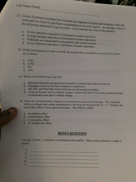 Solved Global Distillation explains how toxicants can | Chegg.com