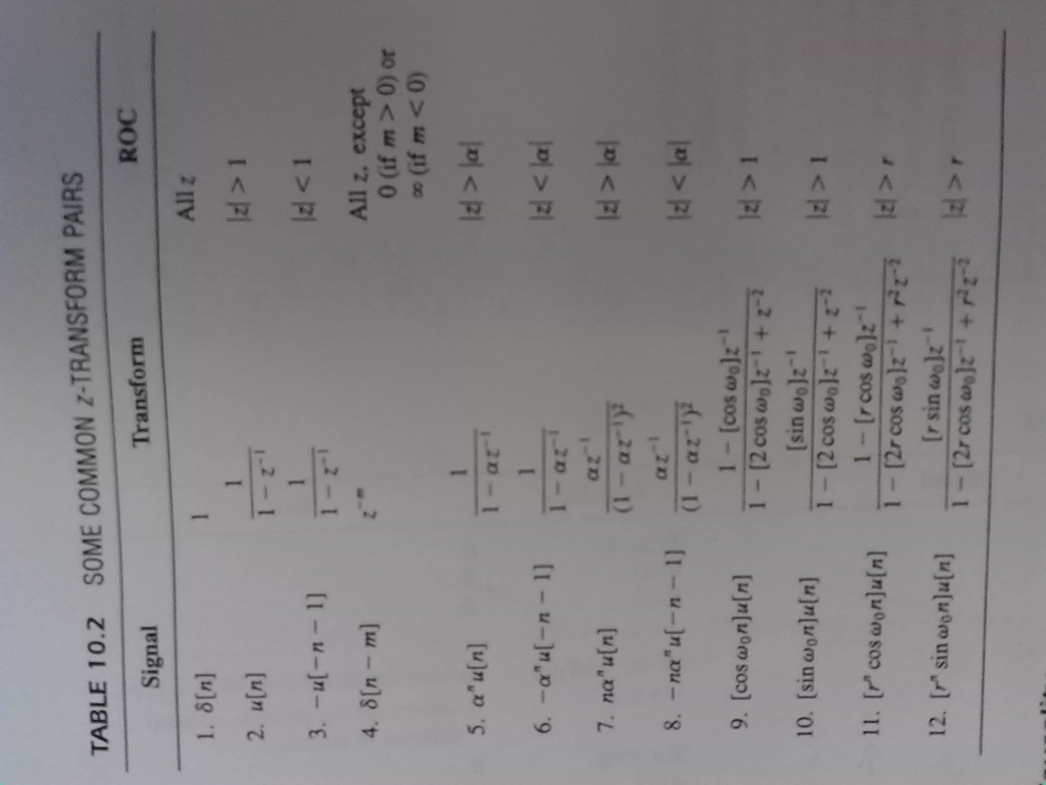 Using Z Transform Tables Page 776 Of Text Or 