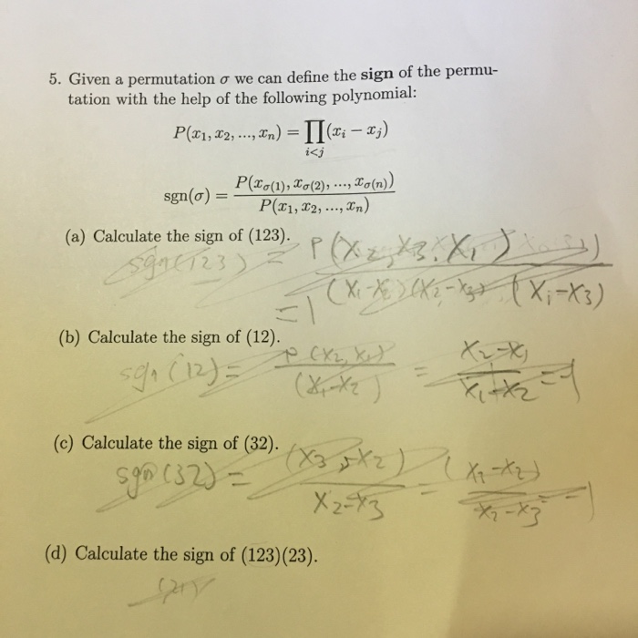 Solved Making use of the sign of permutations.Give me some | Chegg.com