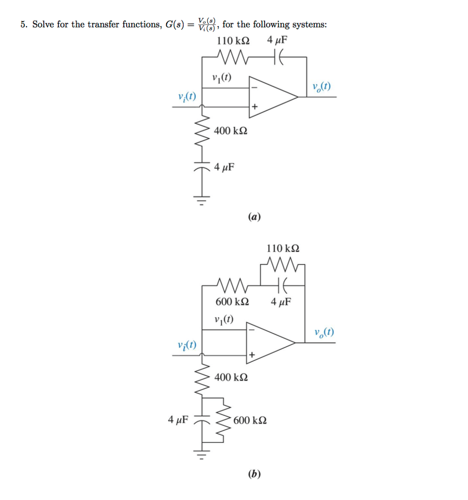 Solve for the transfer functions, G(s) = | Chegg.com