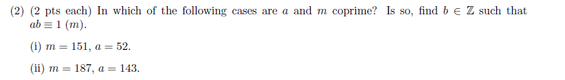 Solved In which of the following cases are a and m coprime? | Chegg.com