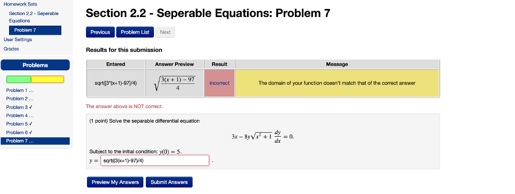 Solved Section 2 2 Seperable Equations Problem 7 Homework