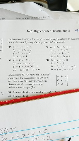 Solved Solve the given systems of equations by determinants. | Chegg.com