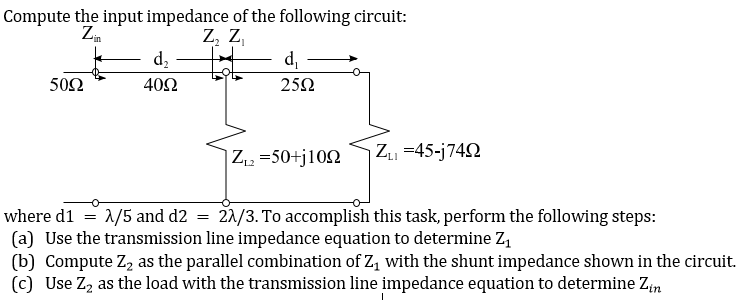 Solved Compute the input impedance of the following circuit: | Chegg.com