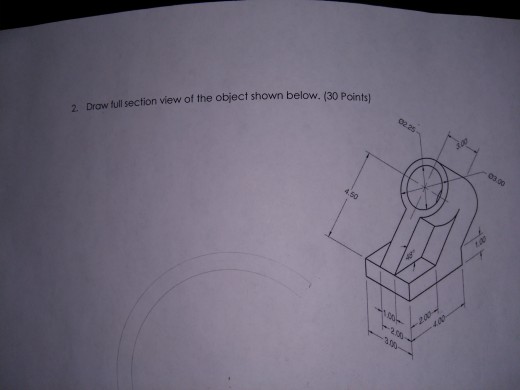 Solved 2. Draw full section view of the object shown below. | Chegg.com
