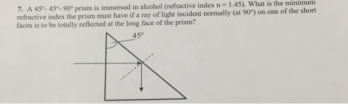 Solved A 45 degree- 45 degree- 90 degree prism is immersed | Chegg.com