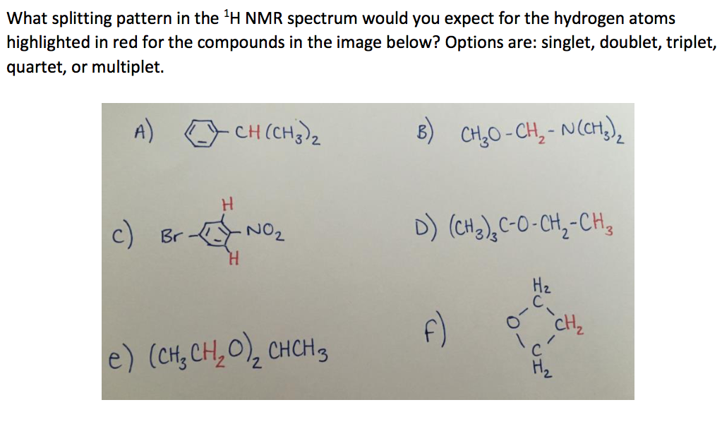 Solved What splitting pattern in the^1H NMR spectrum would | Chegg.com