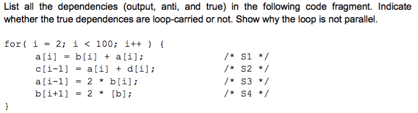 Solved List All The Dependencies Output Anti And True In 3966