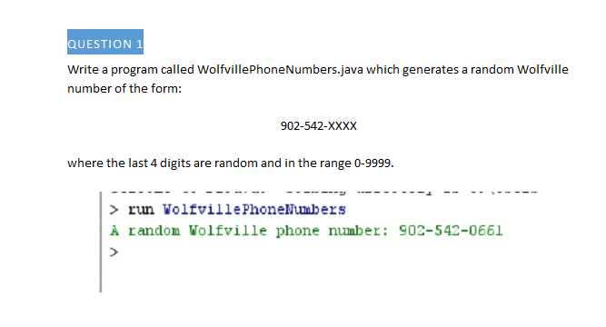Solved QUESTION 1 Write a program called Wolfville Phone | Chegg.com