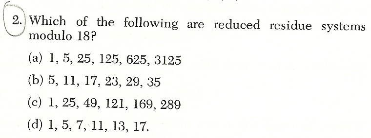 Solved Which of the following are reduced residue systems | Chegg.com