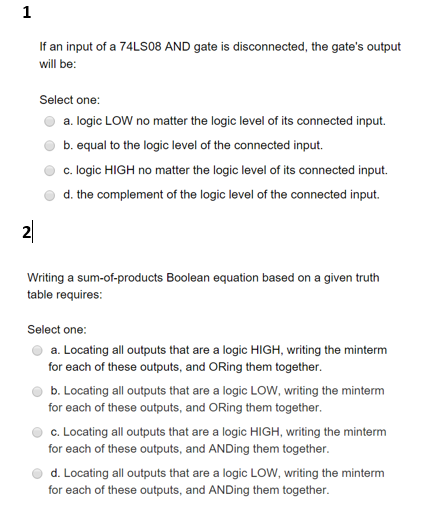 Solved If an input of a 74LS08 AND gate is disconnected, the | Chegg.com