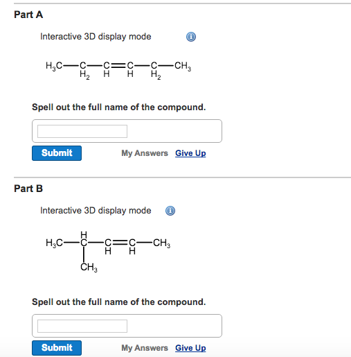 Solved Part A Interactive 3D display mode H2C CH Spell out | Chegg.com