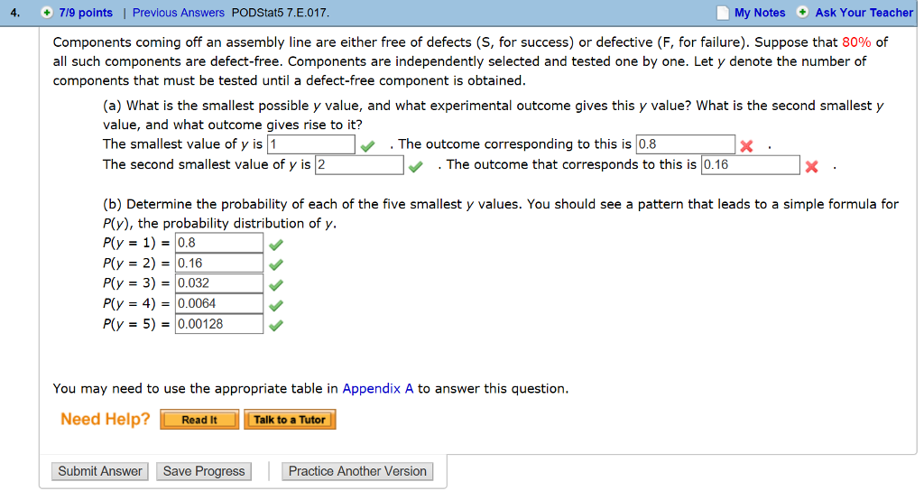 Solved 4. +7/9 points | Previous Answers PODStat5 7.E.017 My | Chegg.com