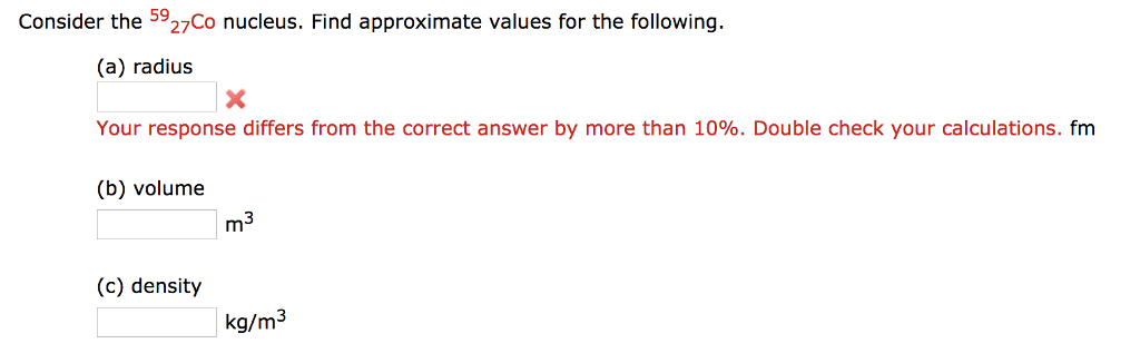 Solved Consider the 5927Co nucleus. Find approximate values | Chegg.com