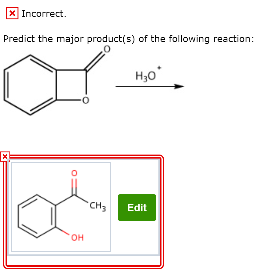 Solved X Incorrect. Predict the major product(s) for the | Chegg.com