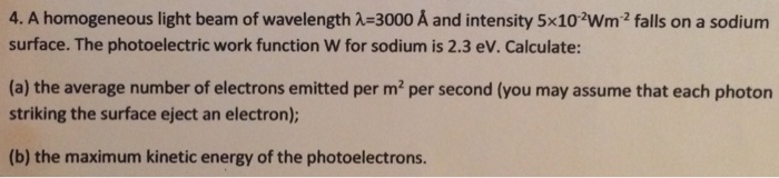 Solved A homogeneous light beam of wavelength lambda=3000 A | Chegg.com