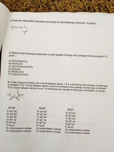 Solved 2. Draw the reasonable resonance structures for the | Chegg.com
