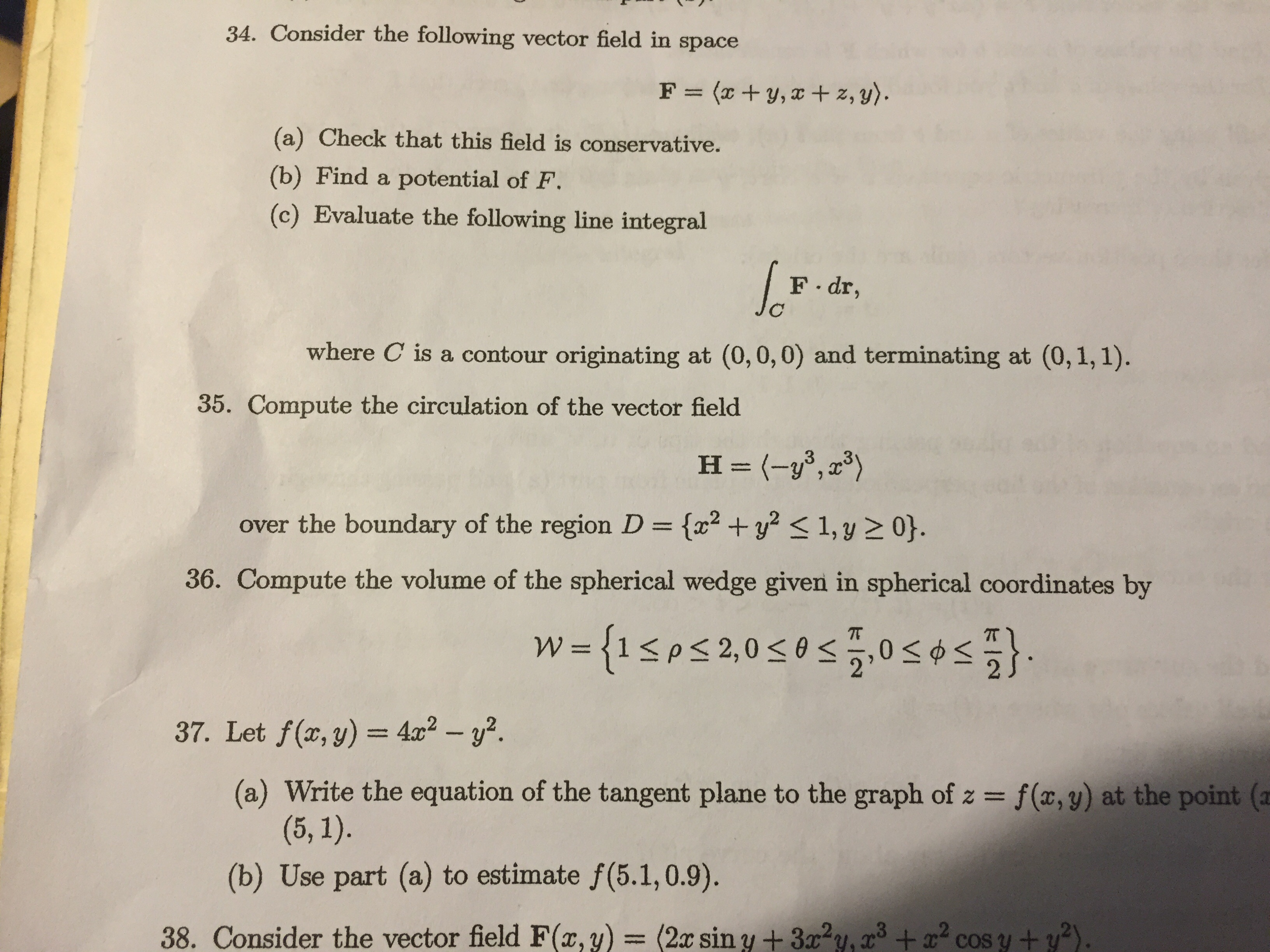 Solved Consider the following vector field in space F = (x | Chegg.com