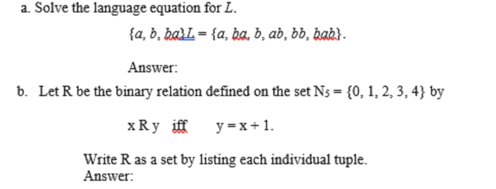 Solved A Solve The Language Equation For L Fa B BaiL a Chegg Solved A Solve The Language Equation For L Fa B BaiL a Chegg