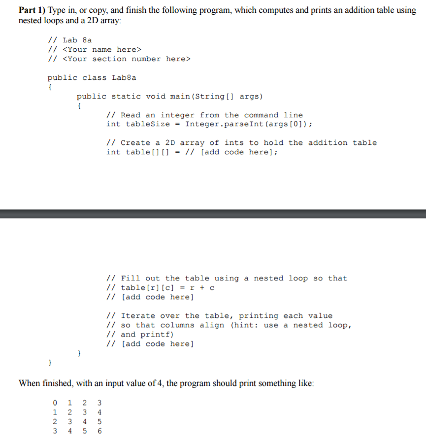 Solved Type in, or copy, and finish the following program, | Chegg.com
