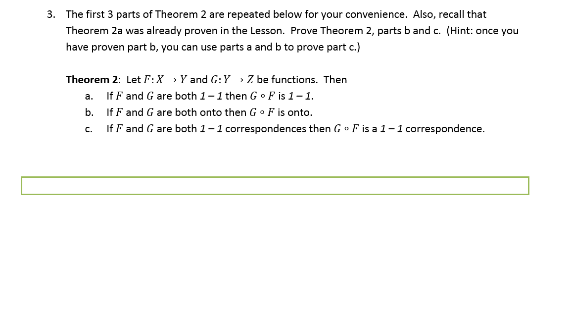 Solved 3. The first 3 parts of Theorem 2 are repeated below | Chegg.com