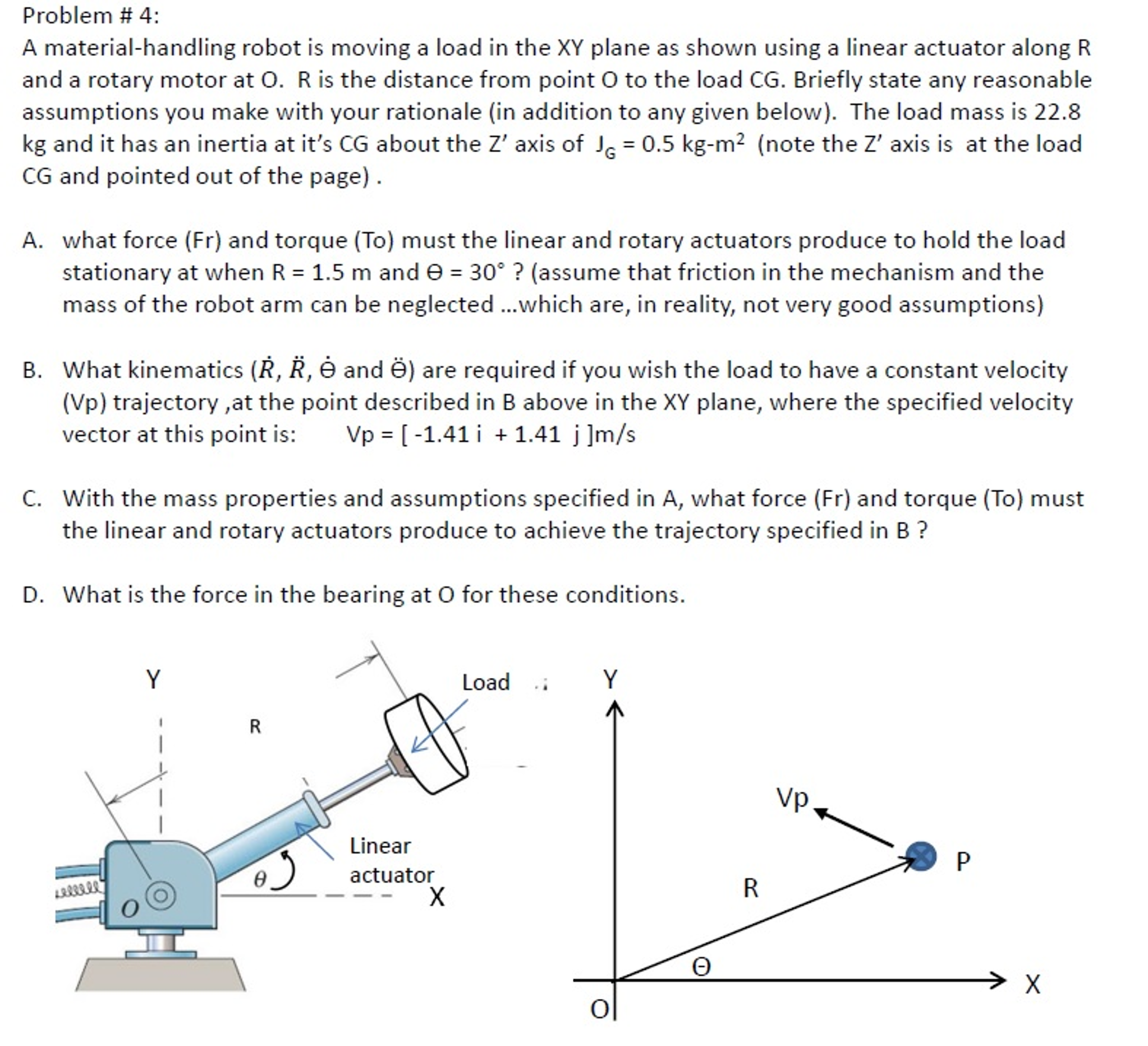 A material-handling robot is moving a load in the XY | Chegg.com