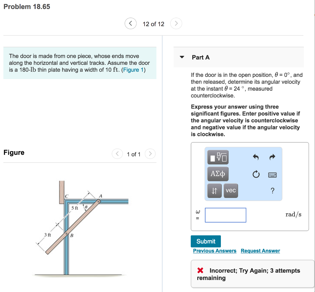 Solved Problem 18.65 K 12 of 12 > Part A The door is made | Chegg.com