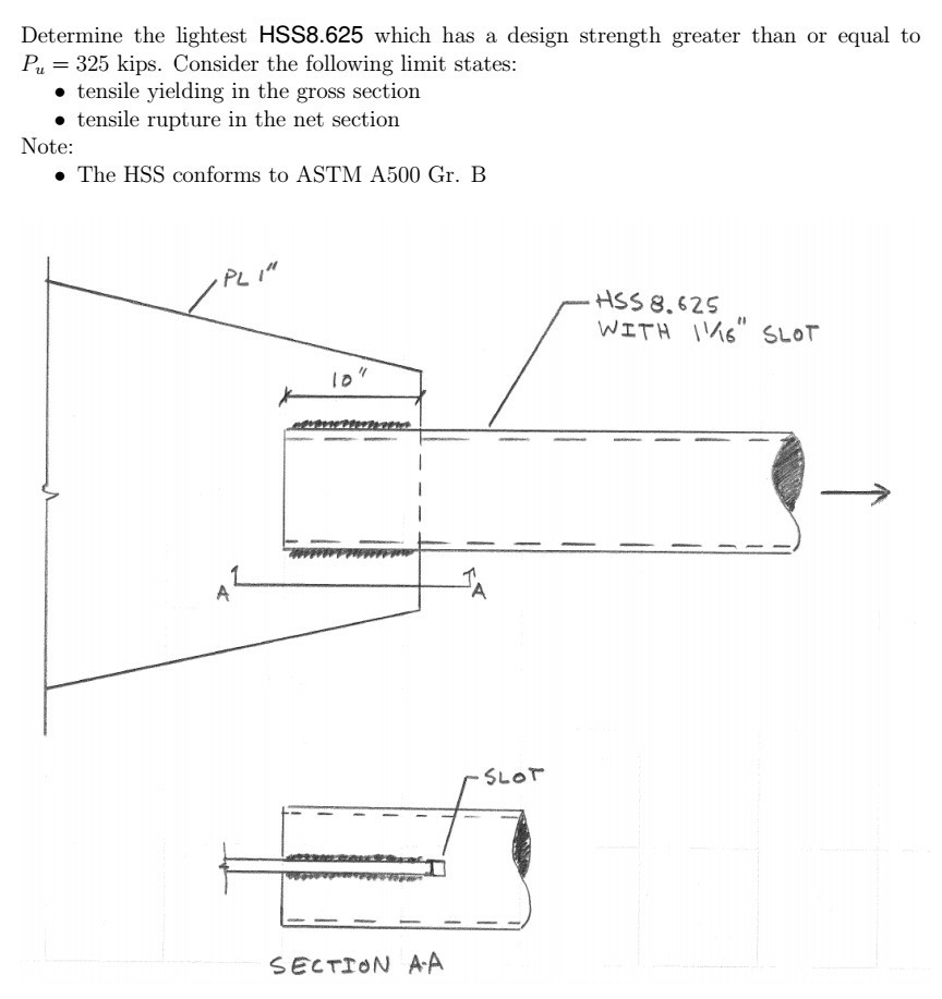 Solved Determine the lightest HSS8.625 which has a design | Chegg.com