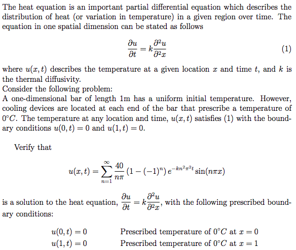 Solved The heat equation is an important partial | Chegg.com