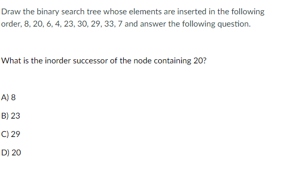 Draw the binary search tree whose elements are | Chegg.com