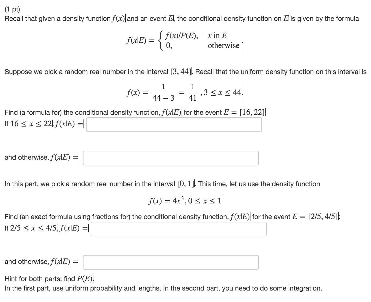 Solved Recall that given a density functionf(x)| and an | Chegg.com
