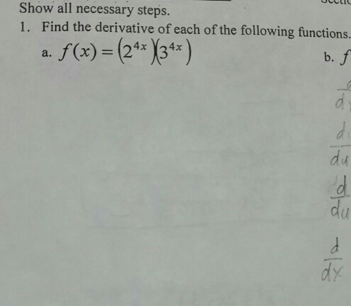 Solved Find the derivative of each of the following | Chegg.com