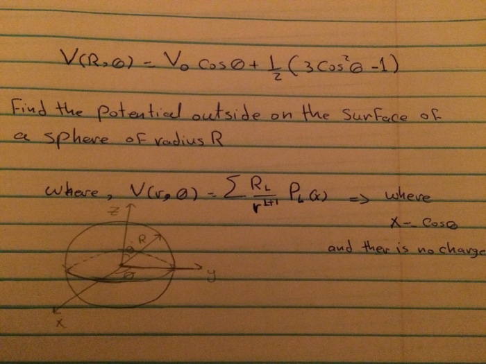 Solved V(R,theta) = V0cos theta + 1/2(3 cos^2 theta - 1) | Chegg.com