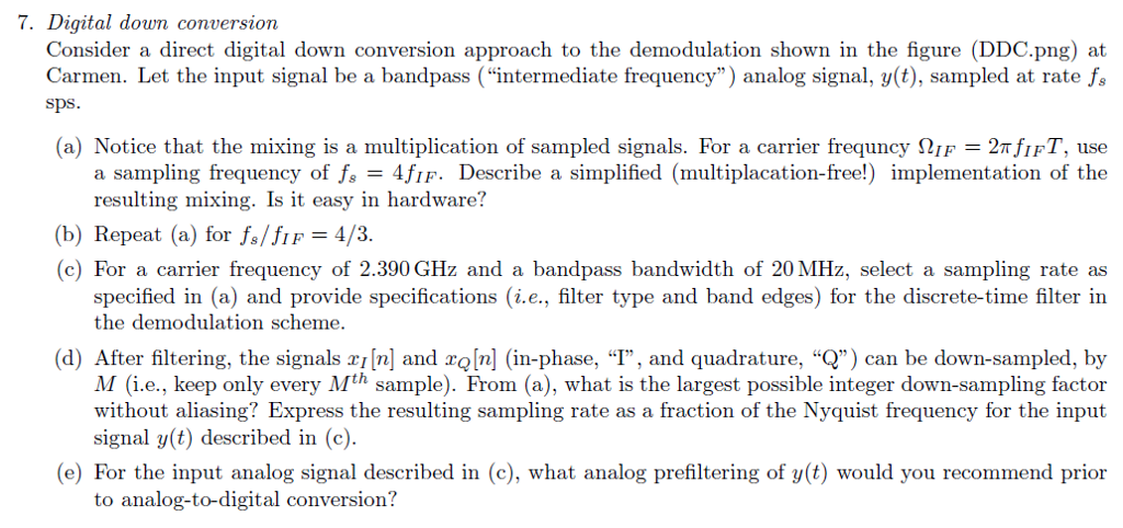 7. Digital down conversion Consider a direct digital | Chegg.com