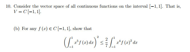 Solved Consider the vector space of all continuous functions | Chegg.com