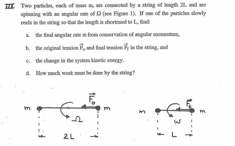 Solved Two particles, each of mass m, are connected by a | Chegg.com