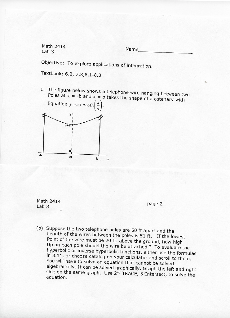Solved Math 2414 Name Lab 3 Objective: To explore | Chegg.com