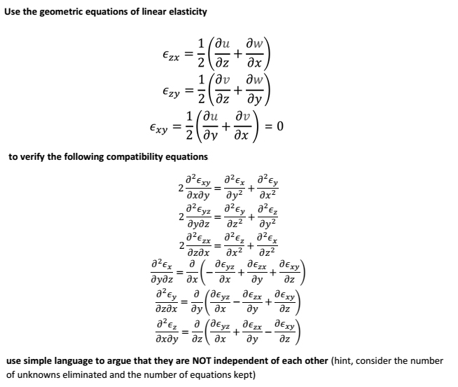 Use The Geometric Equations Of Linear Elasticity To
