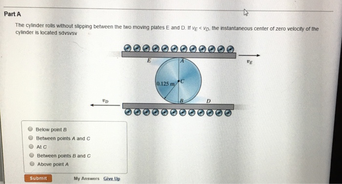 Solved The cylinder rolls without slipping between the two | Chegg.com