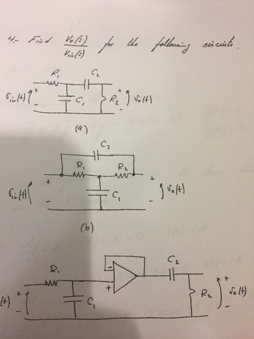 Solved Find V_o (s)/V_in (s) for the following circuits. | Chegg.com