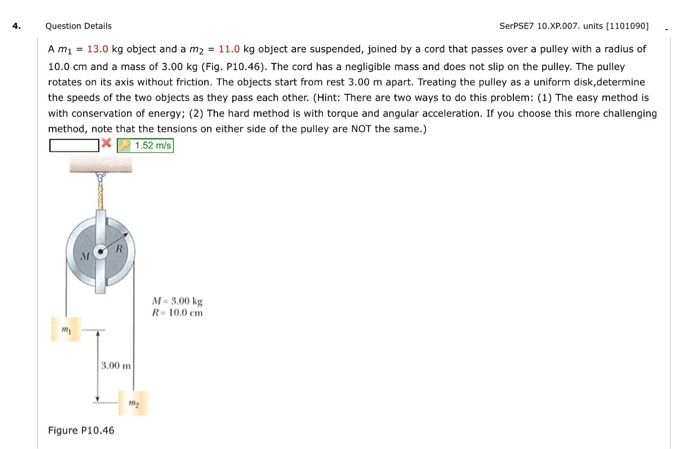Solved 4 Question Details A M1 13 0 Kg Object And A M2