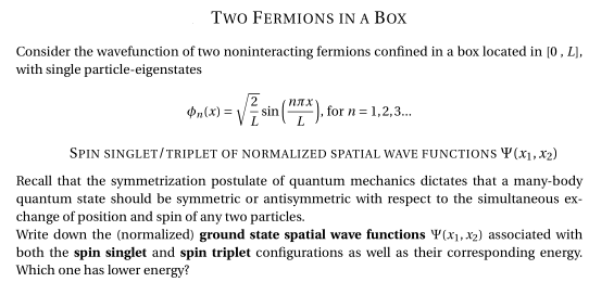 Solved Consider the wavefunction of two noninteracting | Chegg.com