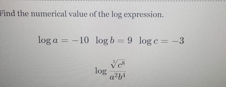 Solved Find the numerical value of the log expression. log | Chegg.com
