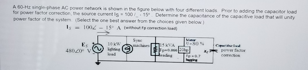 Solved A 60-Hz single-phase AC power network is shown in the | Chegg.com