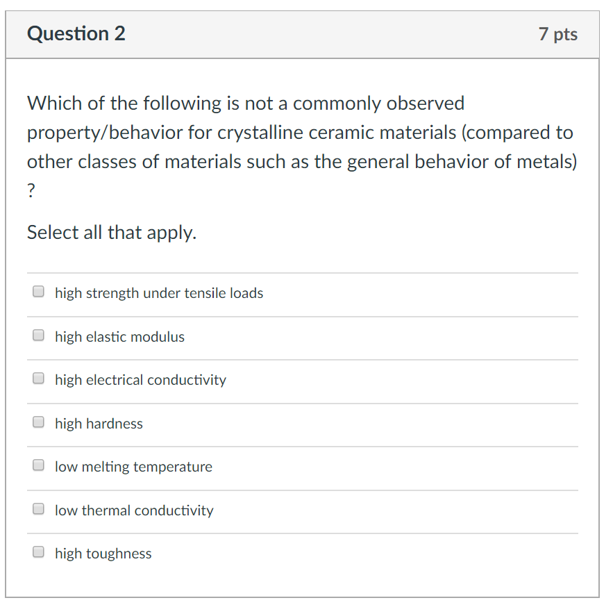 Solved Question 2 7 pts Which of the following is not a | Chegg.com