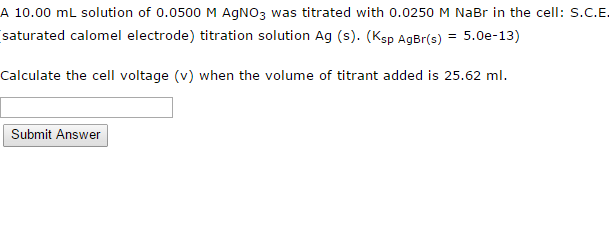 Solved A 10.00 mL solution of 0.0500 M AgNO3 was titrated | Chegg.com